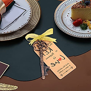 Makhry 52pcs Skeleton Key Bottle Opener Wedding Favors for Guests Personalized Souvenir Set with Thank You Gift Cards and Ribbons for Wedding Bridal Shower Party Favors(Copper)