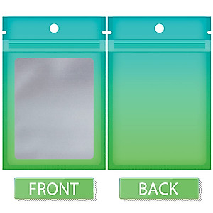 Funfery 100 Pack Smell Proof Resealable Bags for Food Storage,Cute Mylar Clear Bags for Small Business Foil Pouch Ziplock Packaging Bags for Sample Jewelry Eyelash Gloss(Blue Green,2.7X3.9in)