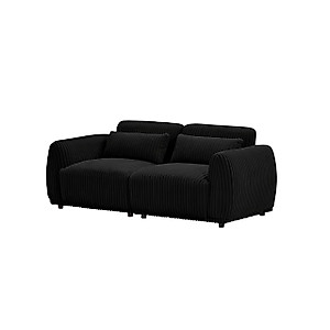 kevarada Corduroy Upholstered Modular Sectional Couch Loveseat Sofa 2 Seats Convertible Sectional Sofa for Living Room Small Couch for Small Space(2 Seats,Black)