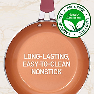 NutriChef 11 Piece Nonstick Ceramic Coating Elegant Diamond Patterned Kitchen Cookware Pots and Pan Set with Lids and Utensils, Maroon