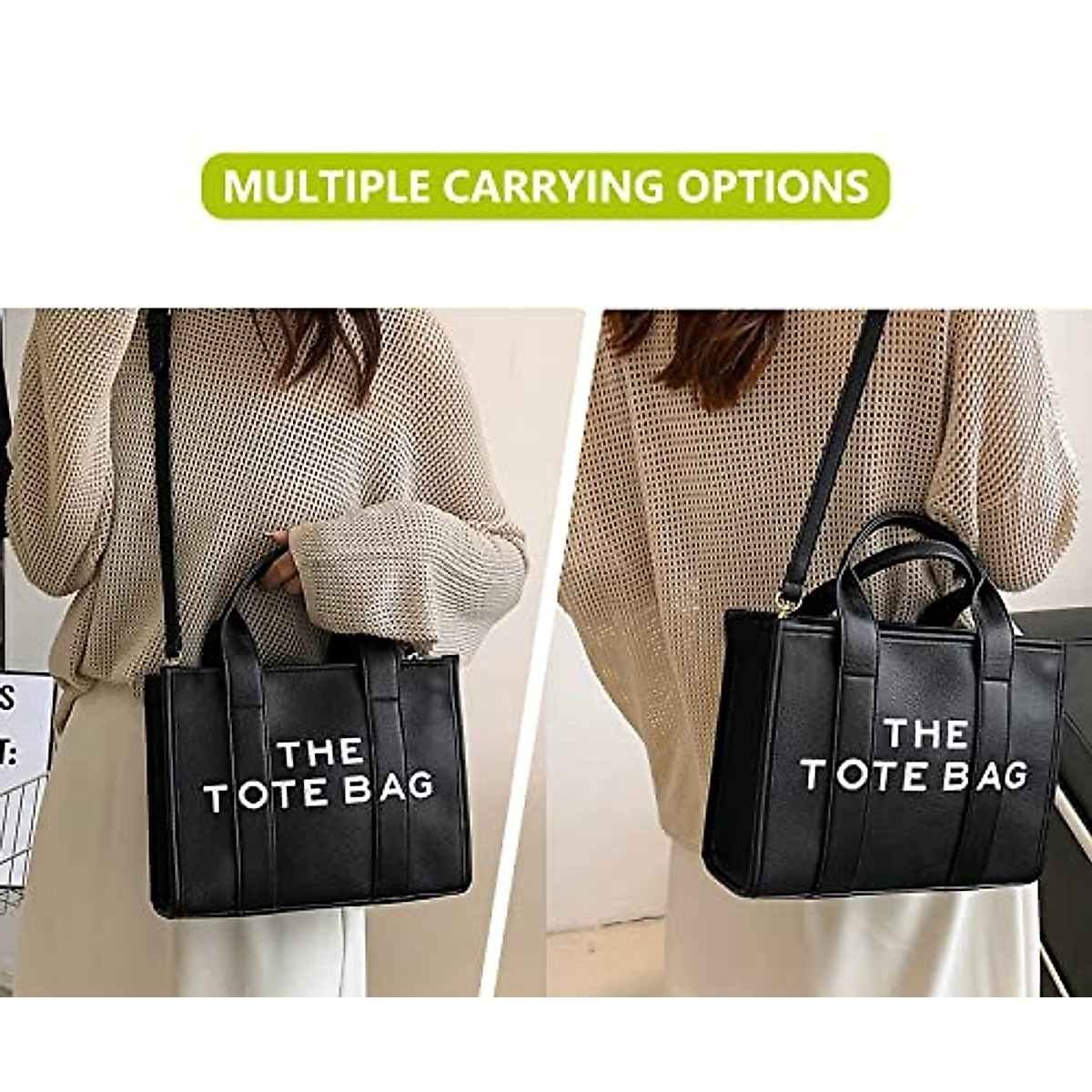 Taiuloo The Tote Bag for Women, Leather Handbag Tote Purse with Zipper, Women's Shoulder Bag Crossbody Bag for Office, Travel