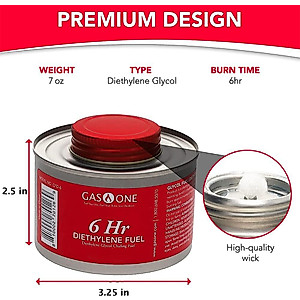 Gas One 12 pack 6 Hour Chafing Fuel - Food Warmer for Chafing Dish Buffet Set - Liquid Safe Fuel With Wick & Lid Opener for Chafing Dish