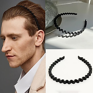 LAPOHI 8 PCS Non Slip Fashion Effortless Plastic Headbands with Teeth Comb Skinny Hair Bands for Women Men Teen Girls (Matte Black)