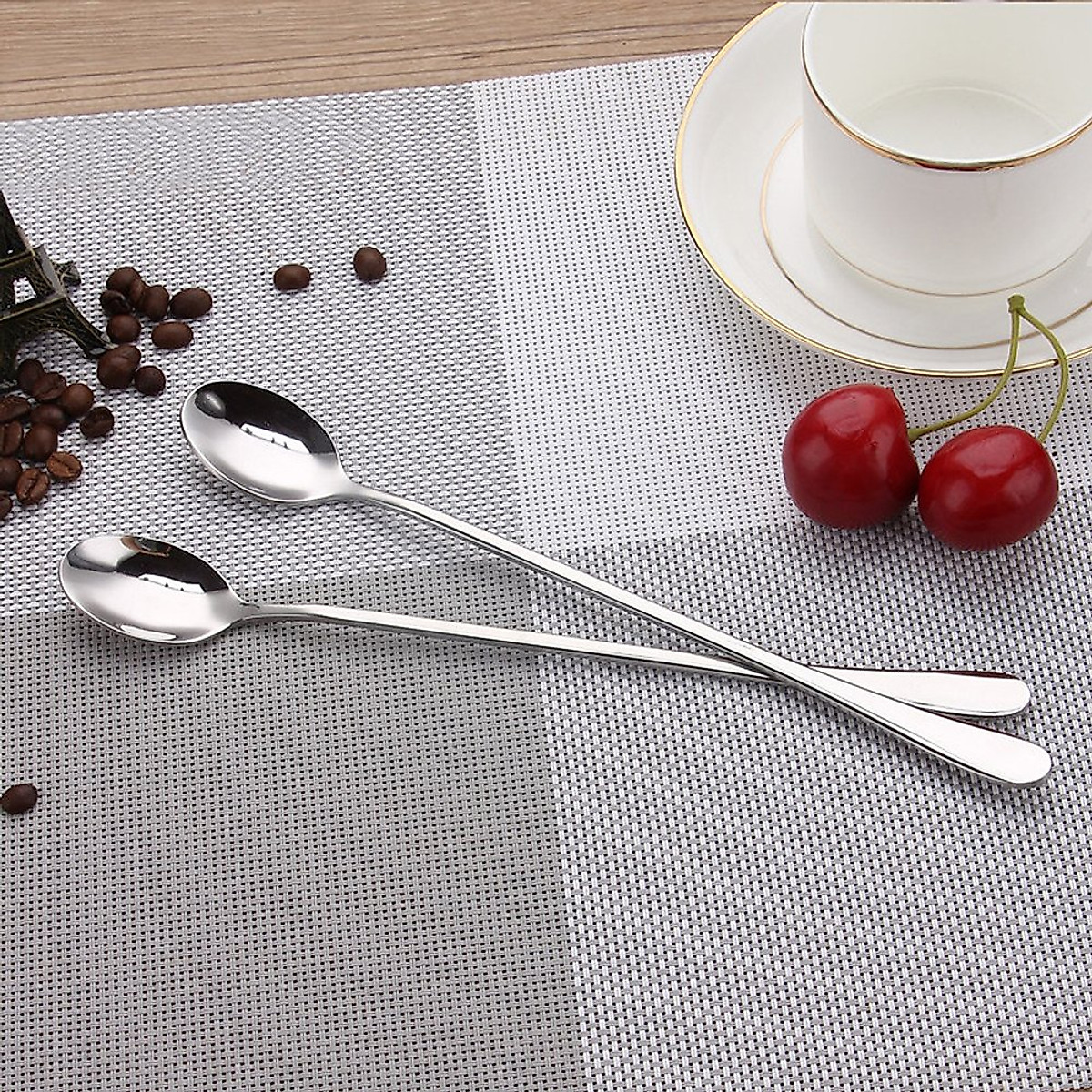 Long Handle Stirring Spoon, DaKuan Set of 10 Stainless Steel Mixing Spoon for Iced Tea, Coffee, Cocktail, Milkshake, Cold Drink