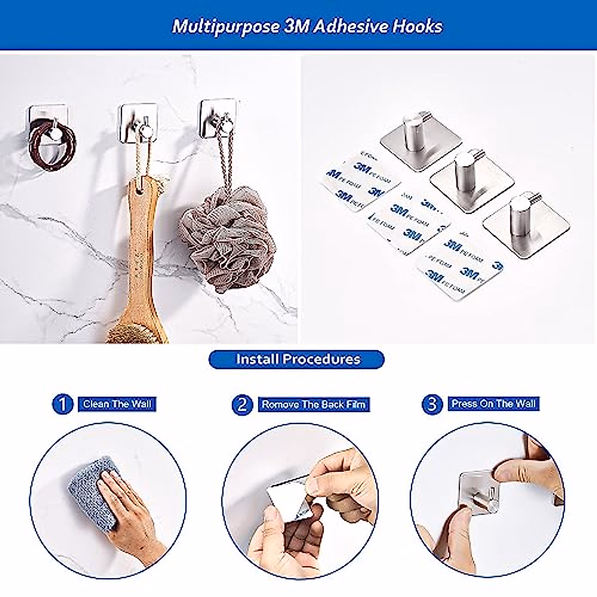 GERUSEA 6 PCS Bathroom Hardware Set, Brushed Nickel Towel Bar, Stainless Steel Towel Rack Wall Mounted Bathroom Accessories Set, 16'' Hand Towel Rod, Toilet Paper Holders, Towel Ring, 3 Towel Hooks