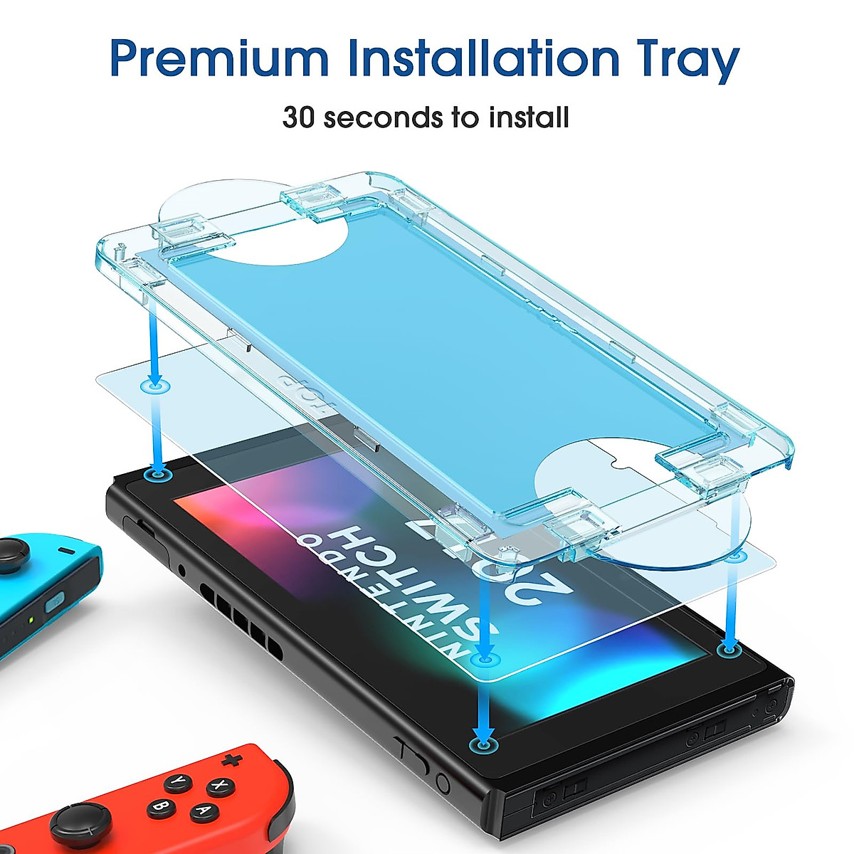 amFilm OneTouch Screen Protector Designed for Nintendo Switch 2017 - With Auto Alignment Kit, Bubble Free, Glass, 2 Pack