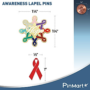 PinMart Awareness Enamel Lapel Pin – Nickel Plated Hope Ribbons Pin – Cancer Prevention Support and Awareness Ribbons – Jewelry Brooch Pin with Secure Clutch Back