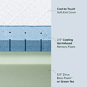 ZINUS 8 Inch Ultra Cooling Gel Memory Foam Mattress, Twin, Cool-to-Touch Soft Knit Cover, Pressure Relieving, CertiPUR-US Certified, Mattress in A Box, All-New, Made in USA