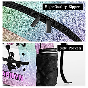 Deven Cheerleader Girl Rainbow Glitter Personalized Kids for Boy/Girl Teen Primary School Daypack Travel Bag Bookbag