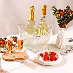 Ice Bucket for Parties 2 Pcs 4 Liter Beverage Tub Ice Tub Wine Beer Drink Buckets for Parties Mimosa Bar Clear Plastic Champagne Acrylic Ice Bucket with Scoop for Cocktail Beer Bottle