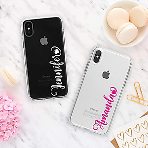 Case Charming Name with Heart Clear Phone Case for iPhone 15 Pro Max 14 Plus 13 mini 12 11 Xs Xr X 10s 10r 10 8 7 Se Custom Personalize Monogram