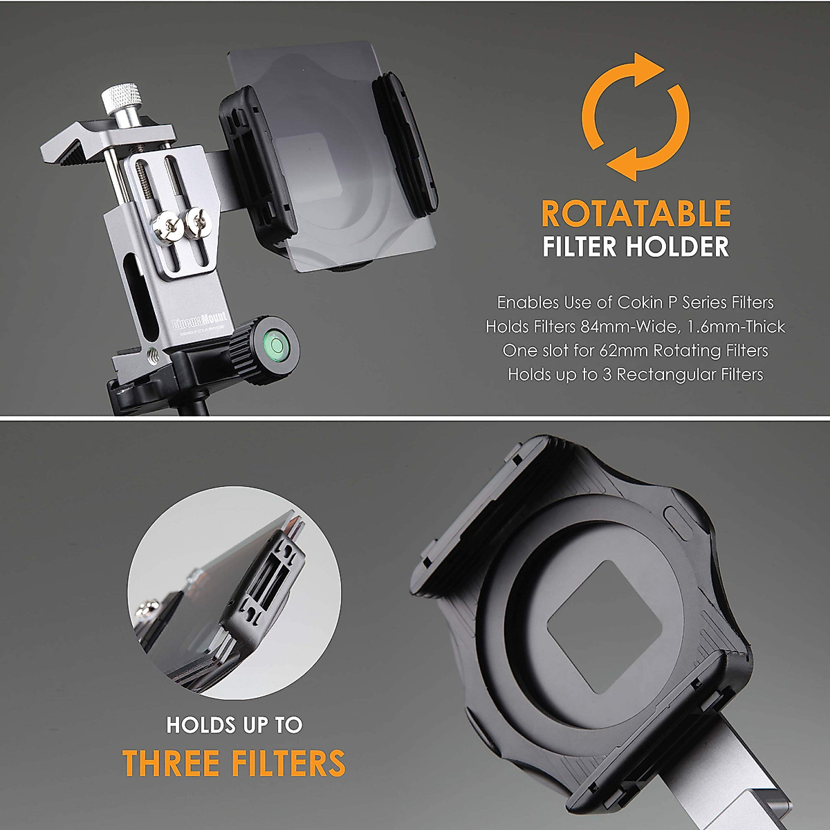 Ztylus Cinema Mount Smartphone GND Filter Set with Mounting Clip for iPhone, Samsung (GND Filter + Cinema Mount Rig)