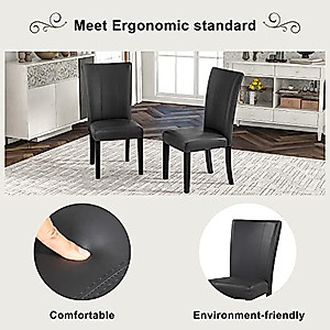 DHHU Furniture, 7-Piece Dining 1 Faux Marble Top Upholstered-Seats, Kitchen Table Set for 6, Black