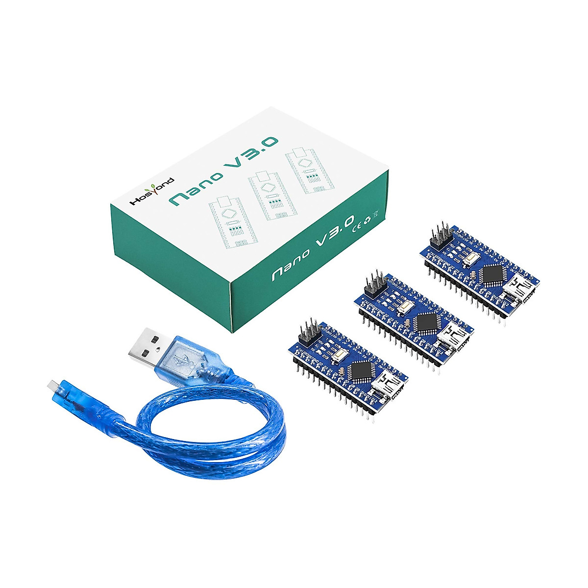 Hosyond Nano Board V3.0 ATmega328P/CH340 5V 16M Micro Controller Compatible with Arduino Nano(with Cables)