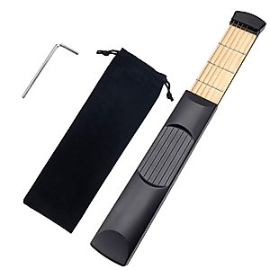 Pocket Guitar Practice Neck, 6 Frets Portable Guitar Chord Trainer Practice Tool for Beginners and Starters, Black Mini Guitar Trainer Tool Mini Pocket Guitar Trainer Guitar Beginners Trainer