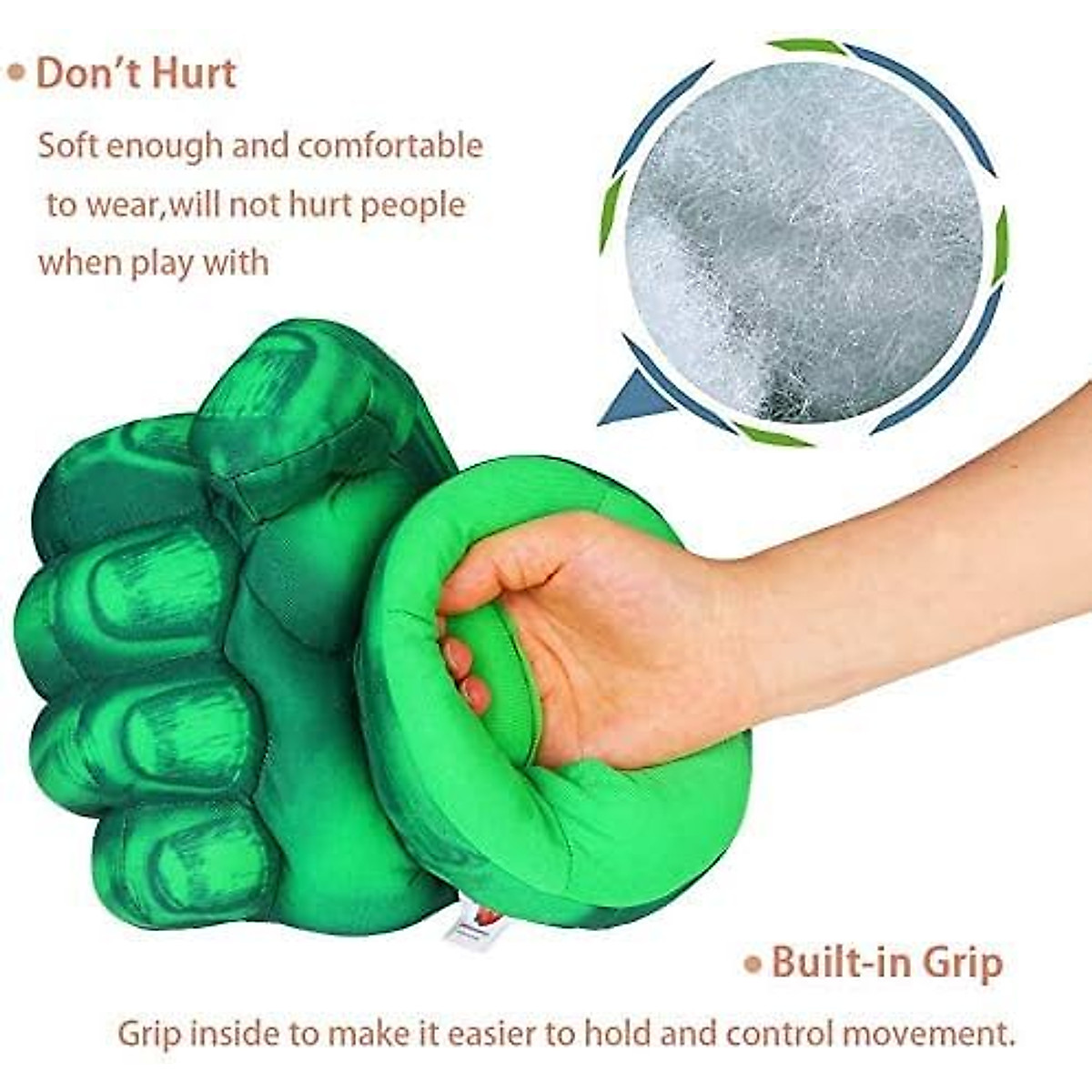 Superhero Hands Gloves Superhero Toy Fists Kids Soft Plush Superhero Costume Accessories Superhero Costumes Gloves Cosplay for Boy Girl Christmas Halloween Birthday Gift (1 Pair) Green