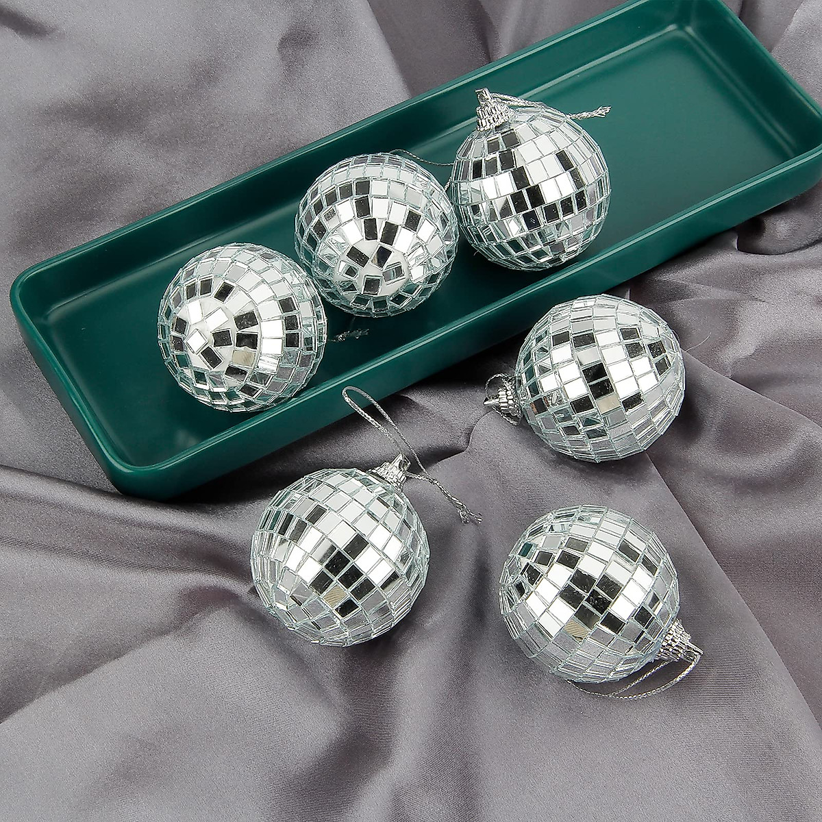 Mirror Disco Balls Set - Silver Disco Party Decoration Bright Reflective Mirror Christmas Balls Easy to Hang Suitable for Christmas, Wedding, Family Party Decoration (6)