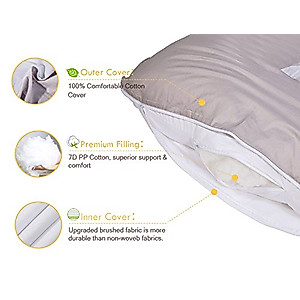 Meiz Pregnancy Pillows, 60" Pregnancy Pillows for Sleeping - Maternity Pillow for Pregnant Women - Full Body Pillow with Washable Cover for Back Pain Relief (White & Grey)