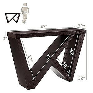 HOMES: Inside + Out Naomi Modern Decorative Accent Console with W-Shaped Legs, Narrow Desk, Wood Entryway Console Table for Living Room, Hallway, Entrance, Small Spaces, Cappuccino