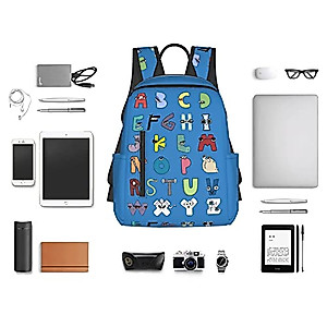 ILVTYAN Alphabet Lore Backpack, Casual Backpacks Cartoon Backpack Laptop Bags Travel Backpack Large Capacity Men Women