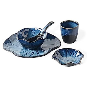 AB-Grade Porcelain Plate and Bowl Set,Porcelain 40 Piece Dinnerware Set, Service for 8, Ceramic Bowls and Plates Set Dinner Set, Reactive Glaze Dinnerware Sets, Kitchen Dishes Set, Oven/Microwave
