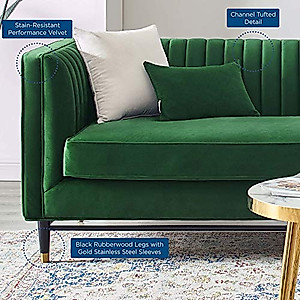 Modway Devote Channel Tufted Performance Velvet, Sofa, Emerald