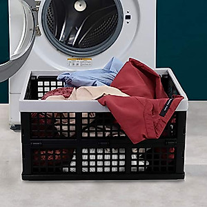 CadineUS 3 Packs 32 Quart Folding Collapsible Crates, Folding Storage Bin