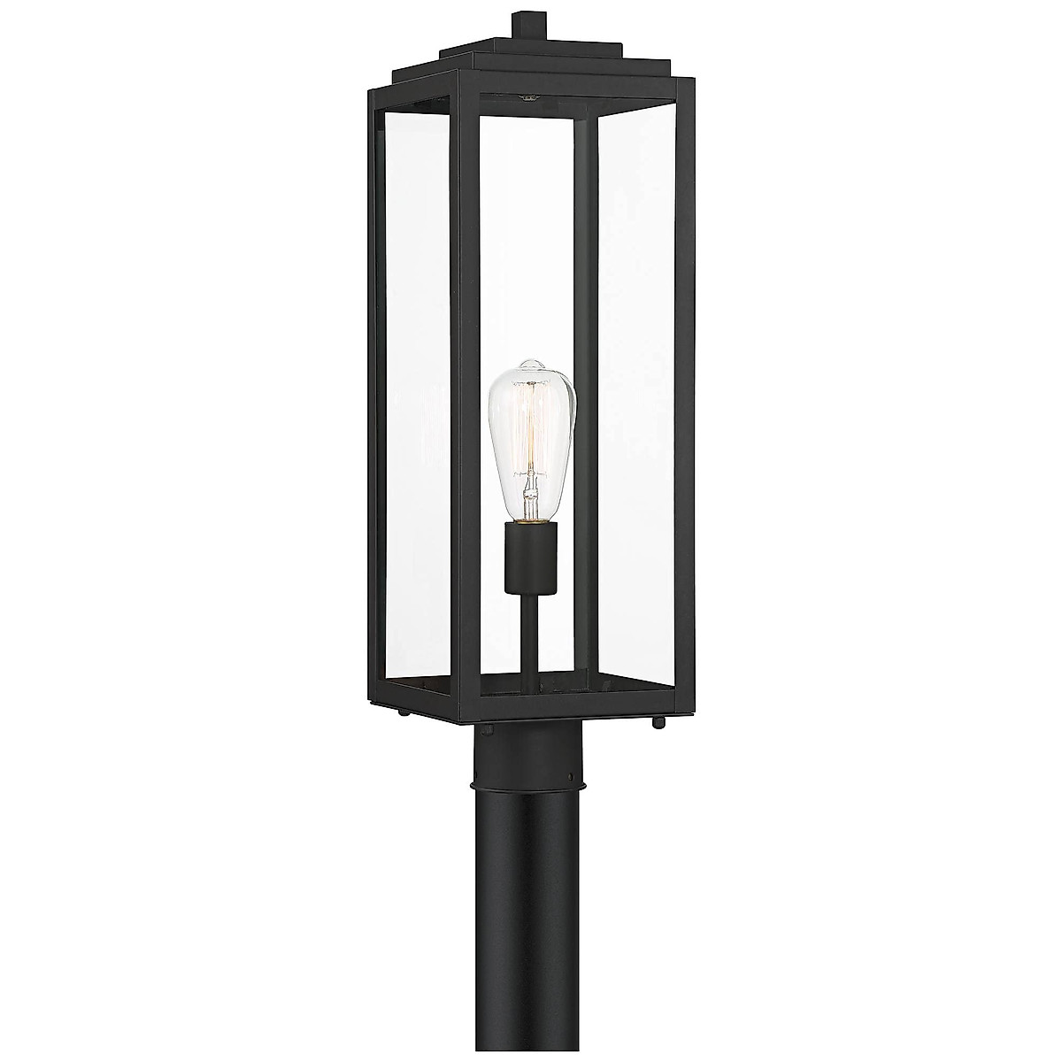 John Timberland Titan Modern Outdoor Post Light Fixture Mystic Black 21 3/4" Clear Glass Panel for Exterior Barn Deck House Porch Yard Patio Outside Garage Front Door Garden Home Roof Lawn