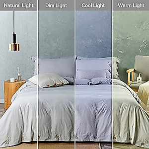 JELLYMONI Light Grey 100% Washed Cotton Duvet Cover Set, 3 Pieces Luxury Soft Bedding Set with Buttons Closure. Solid Color Pattern Duvet Cover King Size(No Comforter)