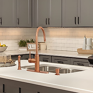 One-Handle Widespread Kitchen Faucet with Side Sprayer (Copper)