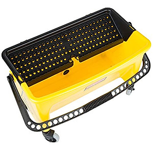 Rubbermaid Commercial Mop Bucket, Press Wring Mop Bucket for Microfiber Flat Mops, Mop Bucket with Wringer On Wheels,18" Yellow