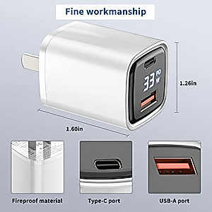 33W USB C Wall Charger, HOMELYLIFE USB Charger Block with Digital Display, PD+QC 3.0 Fast Charger, Dual Port USB Charger for iPhone 14/13/Pro Max,Samsung,Galaxy,Pixel,iPad,Laptop etc