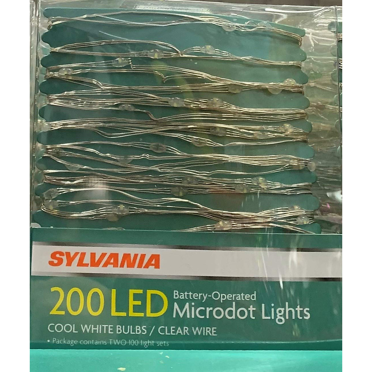 SYLVANIA 200 LEDs Slim Wire String Light Battery Operated Cool White 2 count/100
