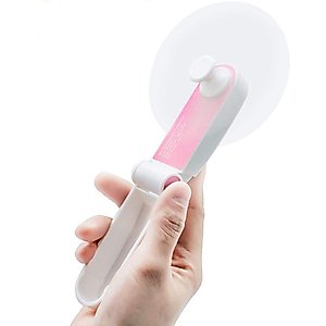 VJJB Handheld Fan, Hand Held Portable Mini Fan Small Desk Fan Rechargeable USB Fan Folding Lightweight Quiet Cooling Fan for Home Work Outdoor Travel (Pink)