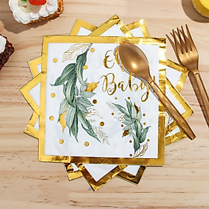 Sage Green Baby Shower Decorations, Oh Baby Theme Neutral Party Tableware Set ; 9" Plates, 7" Plates, Napkins, Cups and Utensils- Floral Gender Reveal Party Supplies for boys & girls -Serve 24