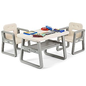 Costzon Kids Table and Chair Set, Children Activity Table & 2 Chairs w/Storage Rack for Toddler Arts, Crafts, Reading, Drawing, Playroom, Preschool, Gift for Boys & Girls, Toddler Table and Chair Set