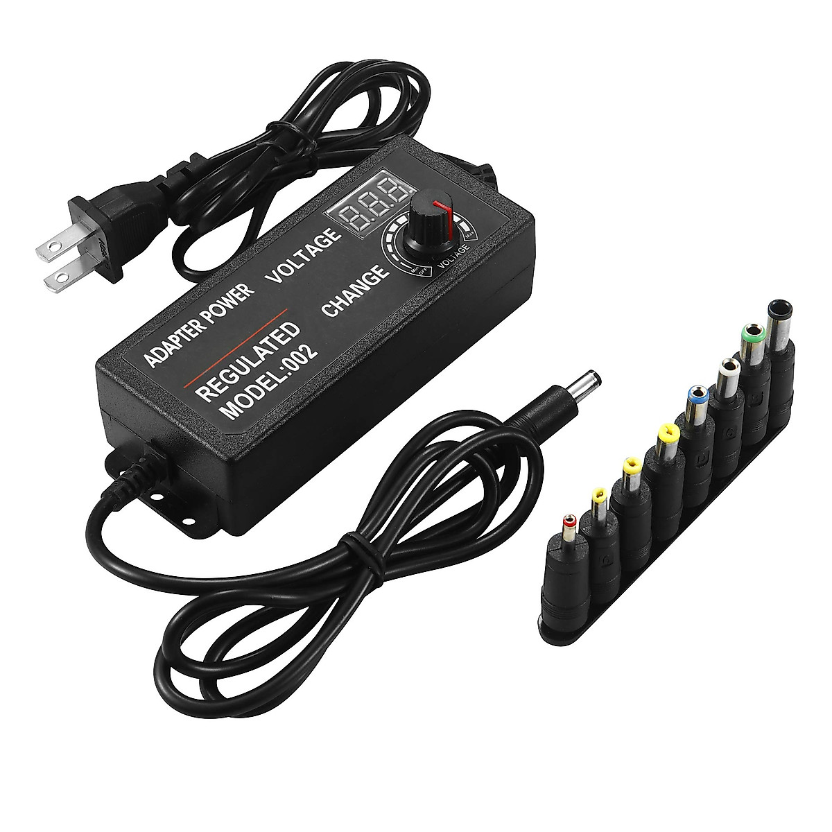 Universal Adjustable AC/DC Switching Power Adapter,AC to DC Power Supply Adapter 3-12v 5A Switching Adjustable Output with Multiple Tips,Black