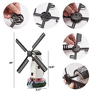 pearlstar Solar Garden Outdoor Windmill Lighthouse - 20" Solar Powered LED Lighthouse Garden Statue Waterproof Decorative Light for Landscape Decor Lawn Garden Table Patio Pathway Yard