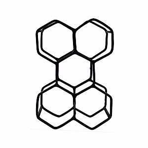 storeindya Wrought Iron Wine Rack Stand Bottle Holder with Natural Powder Coated in Carbon Black Iron Finish Holds up to Five Bottles