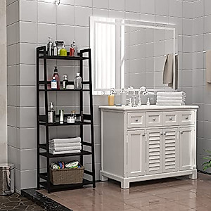 WTZ Upgraded Bookshelf, Storage Book Shelves, 5 Tier Tall Bookcase, Modern Open Ladder Shelf for Bedroom, Living Room, Bathroom, Kids Room, Office, MC-509 (Black)