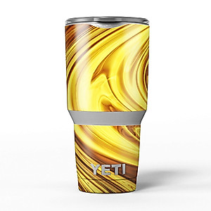 Design Skinz Swirling Liquid Gold - Skin Decal Vinyl Wrap Kit Compatible with The Yeti Rambler Cooler Tumbler Cups