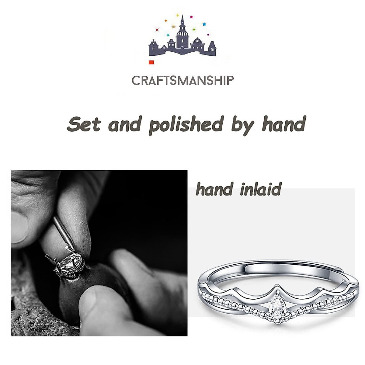 JASXEYO wedding ring sets for him and her，promise rings for couples，promise rings for her，matching rings for couples，dainty rings，Adjustable Princess and Knight Rings Set His and Hers (women's)