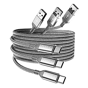 Elebase USB Type C Charger Cable 3Pack 1.5/3.3/6.6FT,Charging Power Cord for Samsung Galaxy Note 8 9 10 20 S10 S9 S8 S10E 10E Plus S21 S22 S23 21 22 Ultra,Tab S7 S6 A7 Lite,A14 A52 A53,Z Flip Fold 3 4