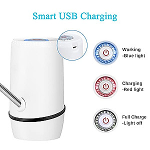 5 Gallon Water Dispenser, Electric Drinking Water Pump Automatic Portable Water Jug Pump for 5 Gallon Bottle - White