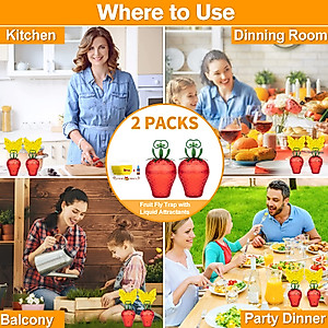 Fruit Fly Traps for Indoors,Effective Fly Catcher Gnat Traps for House with Yellow Sticky Traps,Fruit Fly Trap with Sticker with Bait Safe Non-Toxic Reusable Fly Trap for Home, Plant, Kitchen