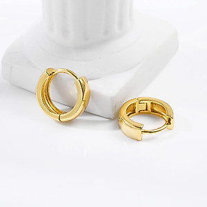 Gacimy Gold Huggie Earrings for Women 14K Real Gold Plated, 4mm Thick Small Gold Hoop Earrings Cartilage Ear Cuff for Women, Yellow Gold 13MM