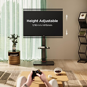 FITUEYES Swivel Floor TV with Wood Base for 32-75 inch TVs Modern Corner TV Stands for Bedroom Height Adjustable Universal Swivel TV VESA 600x400 mm