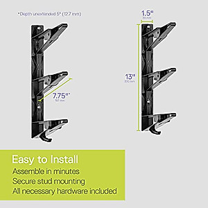 3-Tier Snowboard and Ski Rack Wall Shelf by Delta Cycle - Space Saving Mounted Wall Rack with Extendable & Integrated Accessory Hooks - Convenient & Durable Storage MultiSport Wall Rack