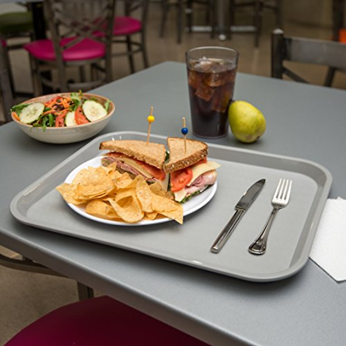 Carlisle FoodService Products Cafe Plastic Fast Food Tray, 14" x 18", Gray