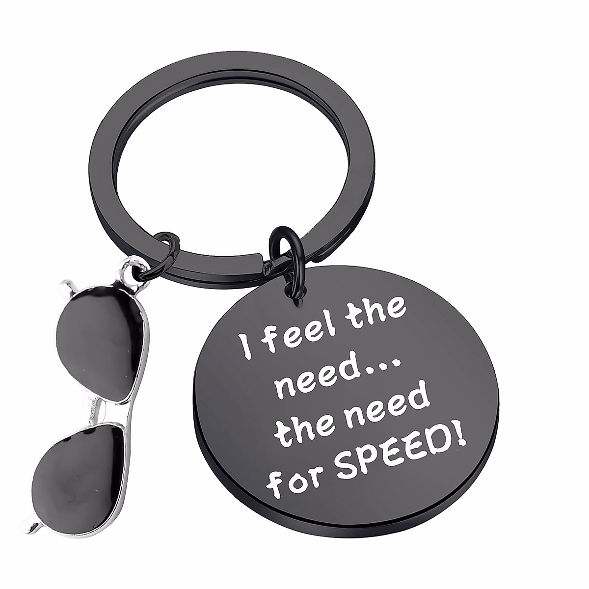 CENWA I Feel The Need The Need for Speed Aviator Glasses Charm Keychain Movie Gift for Fans（I Feel The black-K）